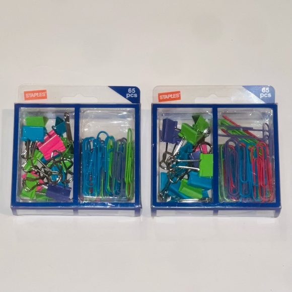 Staples | Office | Set Of 2 Blue Green Pink Purple Small Binder Clips ...